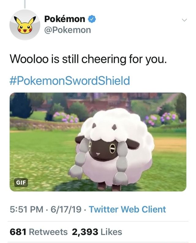 Pokmon @Pokemon Wooloo is still cheering for you. PokemonSwordShield ...