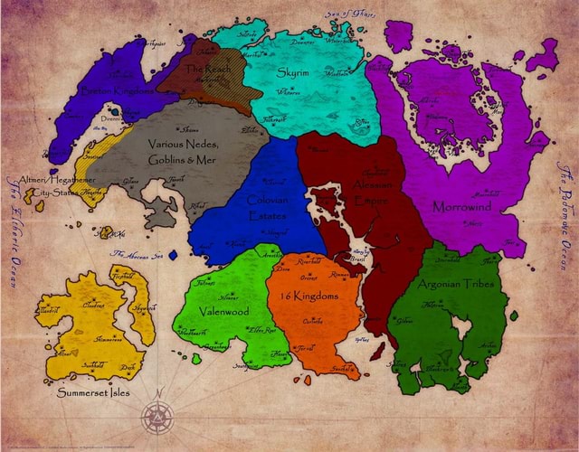 Political map of Tamriel 1E 700 - 1E 808 - Skyrim Shaven Various Nedes ...