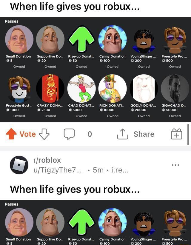 Hen life gives you robux... Passes 'Small Donation Supportive Do. Rise ...