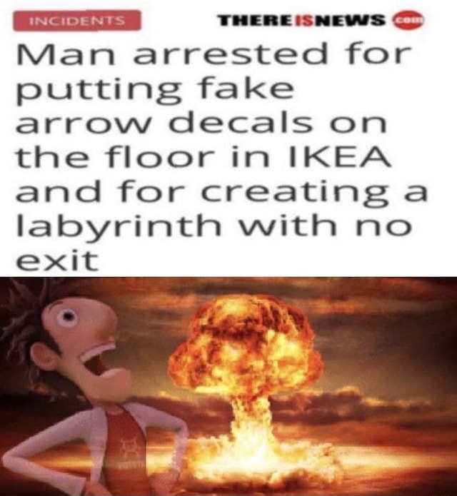 Ees TS con Man arrested for putting fake arrow decals on the floor in ...