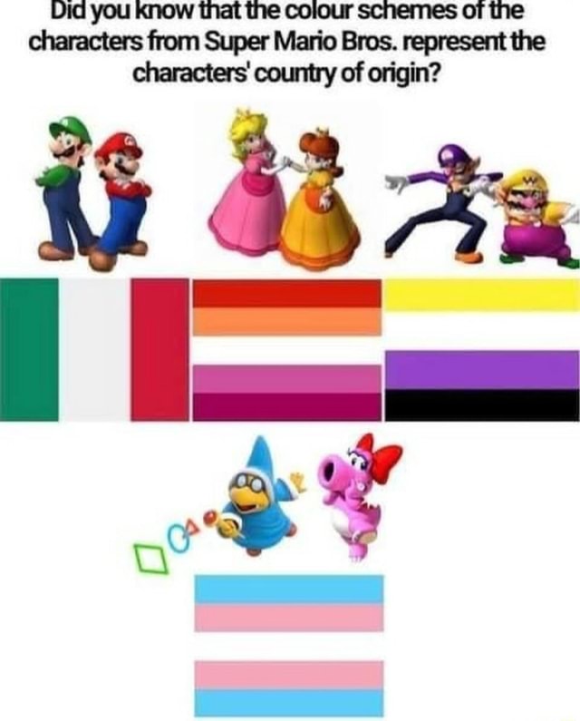 Did you Know that the colour schemes of the characters from Super Mario ...