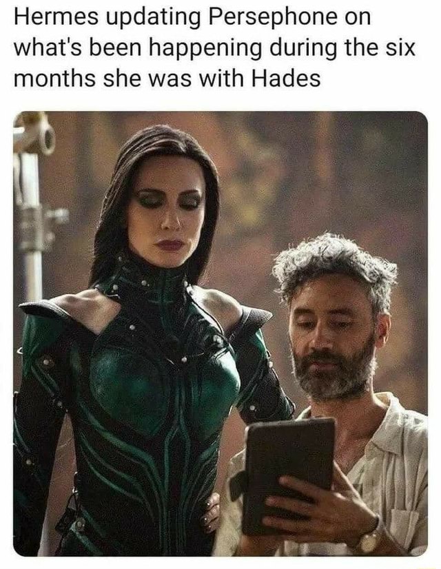 Hermes updating Persephone on what's been happening during the six ...