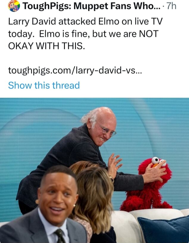 ToughPigs: Muppet Fans Who... Larry David attacked Elmo on live TV ...