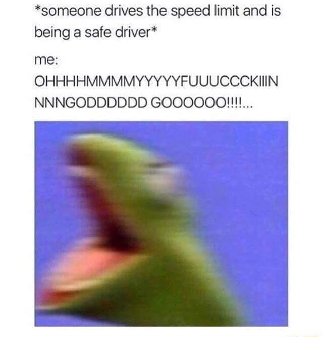 More Memes 4 U - *someone drives the speed limit and is being a safe ...