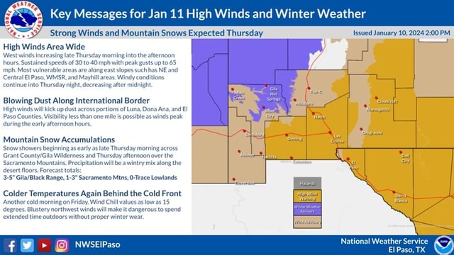 Key Messages for Jan 11 High Winds and Winter Weather Strong Winds and ...