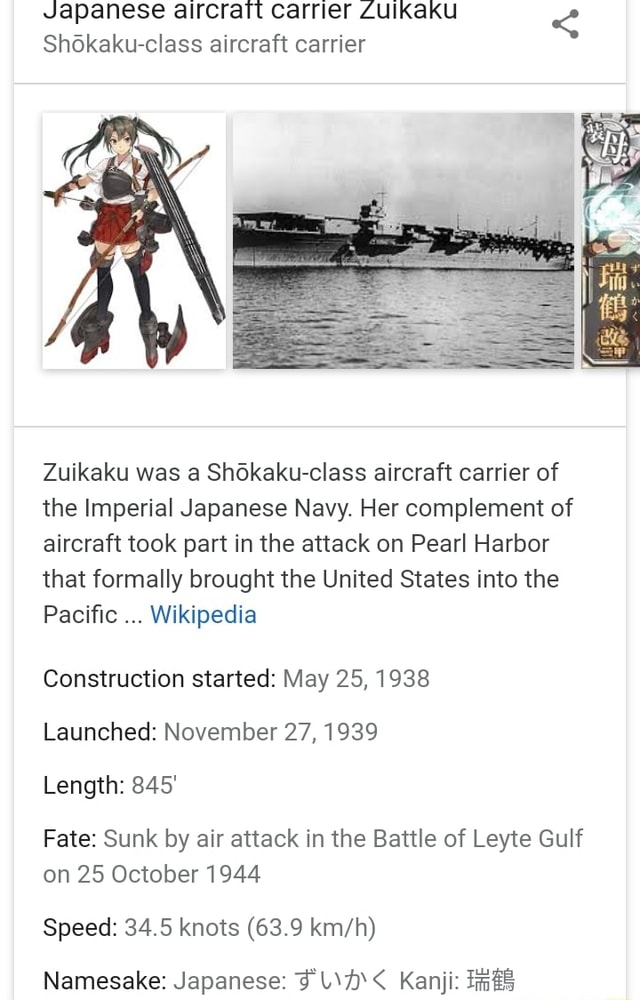 Japanese Aircraft Carrier Zuikaku