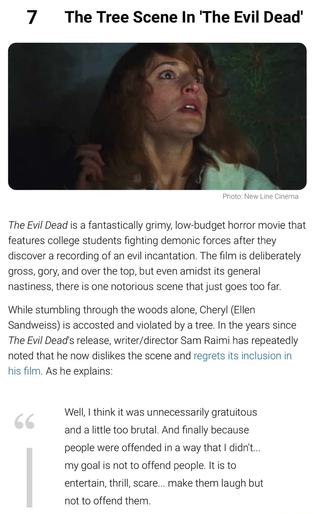 The Tree Scene In The Evil Dead Photo New Line Cinema The Evil Dead Is A Fantastically Grimy