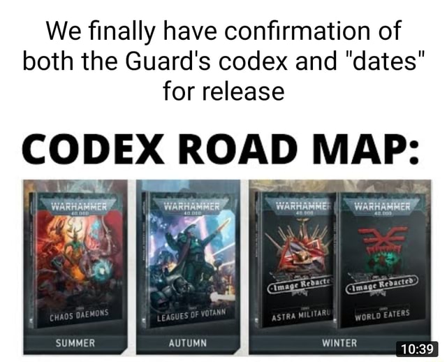 We finally have confirmation of both the Guard's codex and "dates" for ...