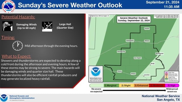 Sunday's Severe Weather Outlook Large Hail (Quarter Size) Damaging ...
