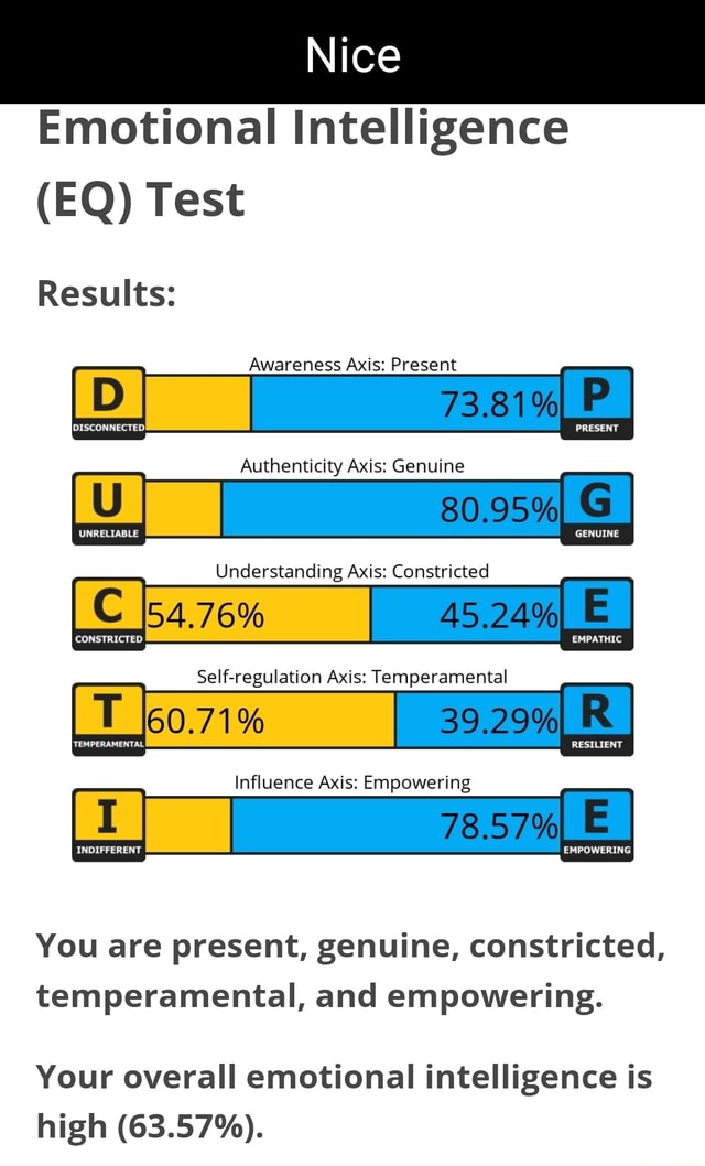 Nice Emotional Intelligence (EQ) Test Results: Awareness Axis: Present ...