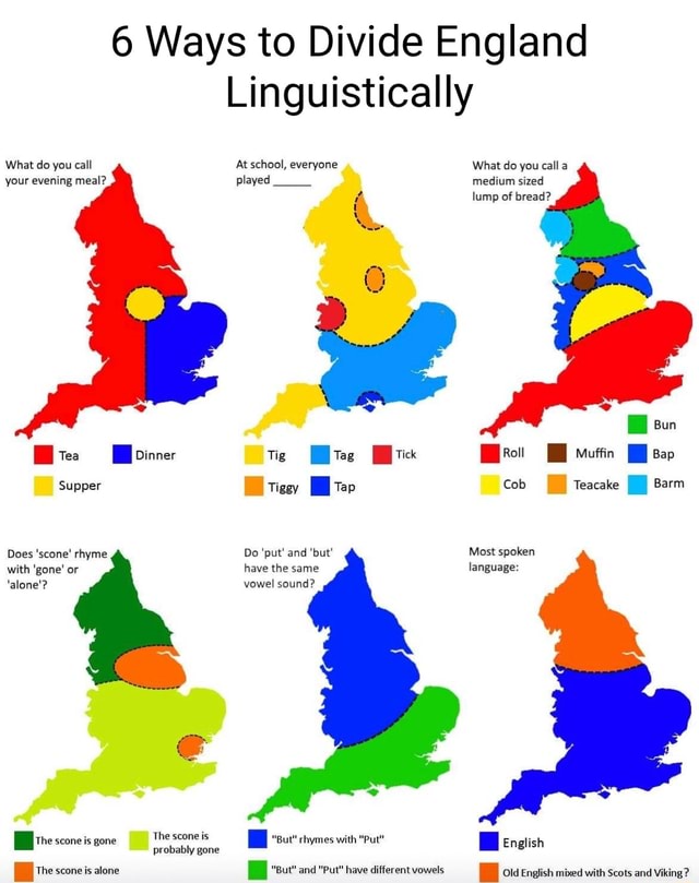 6 Ways to Divide England Linguistically What do you call At school ...