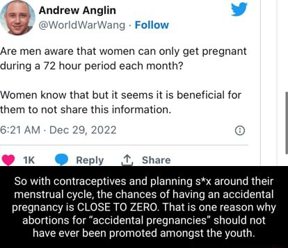 Andrew Anglin SS @WorldWarWang Follow Are men aware that women can only ...