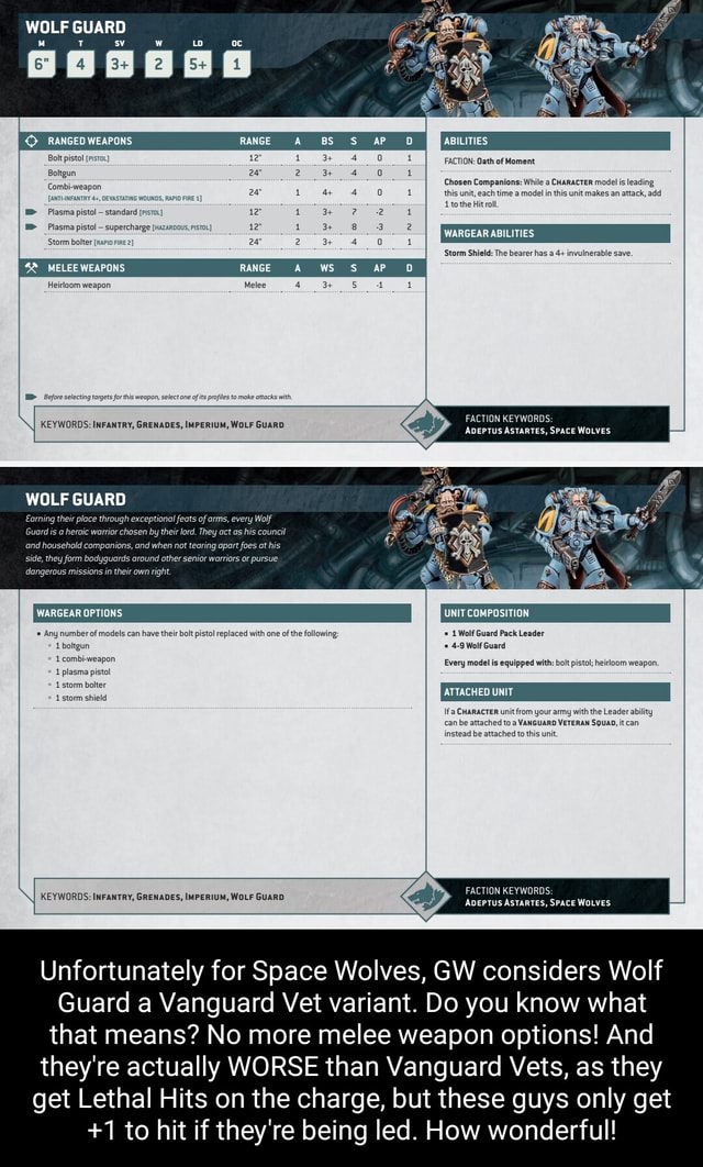 WOLF GUARD FACTION: Oath of Moment Bolt pistol Boltgun Combi-weapon Chosen Companions: While a ...