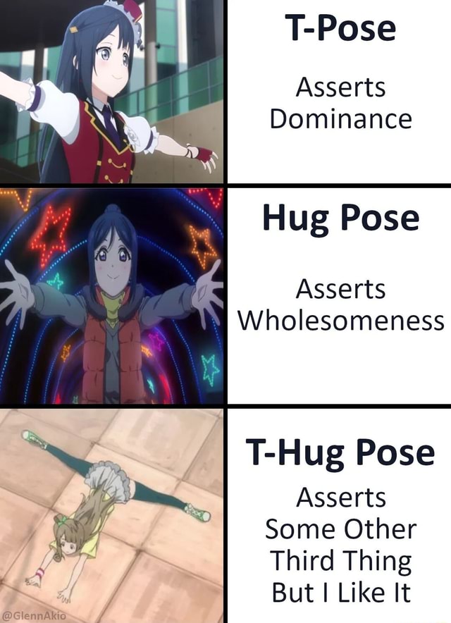 T-Pose Asserts Dominance Hug Pose \ Asserts Wholesomeness Hug Pose ...