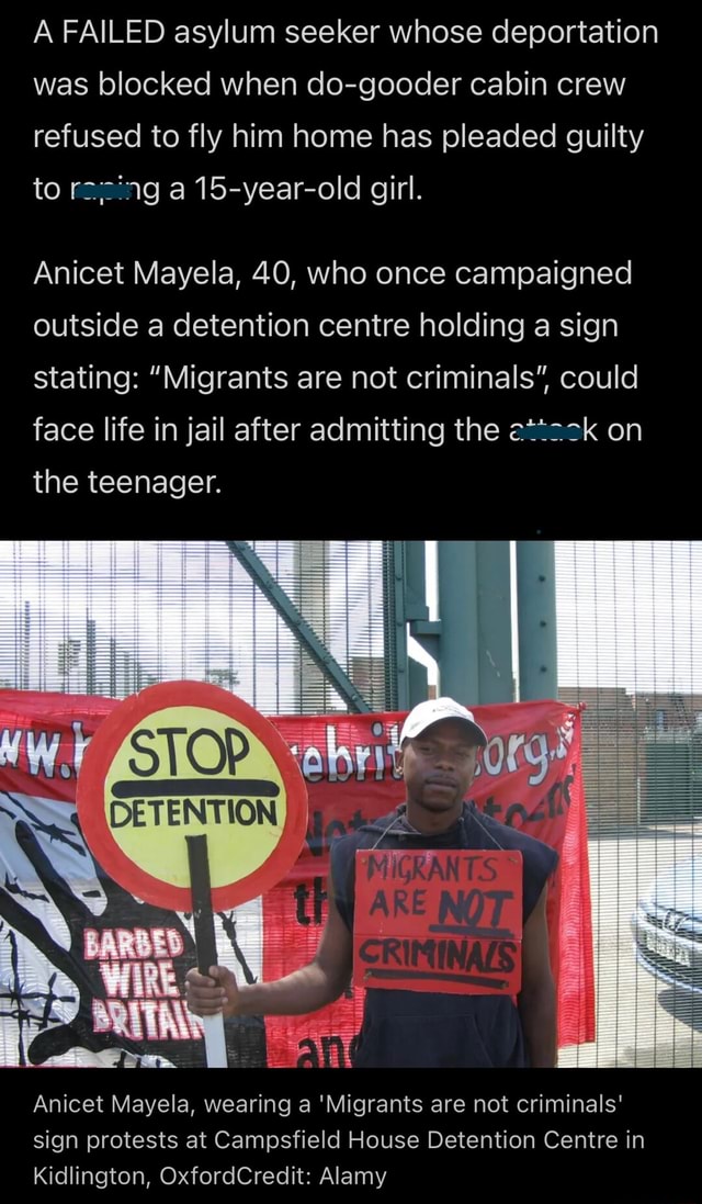 A FAILED asylum seeker whose deportation was blocked when do-gooder ...