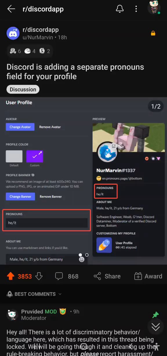 Discord is adding a separate pronouns field for your profile Discussion ... Discord is adding a separate pronouns field for your profile Discussion ...