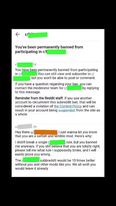 You've been permanently banned from participating in You haye been ...