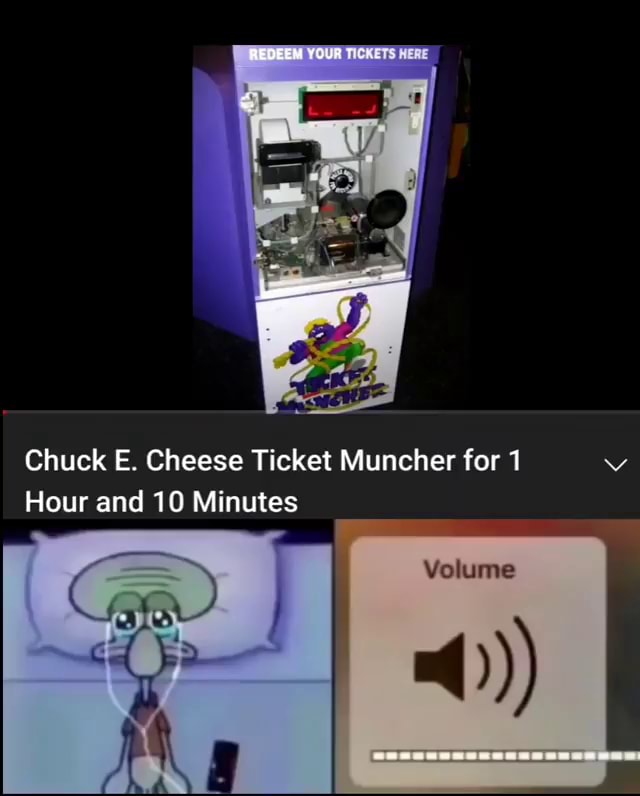 REDEEM TENETS Chuck E. Cheese Ticket Muncher for 1 Hour and 10 Minutes ...