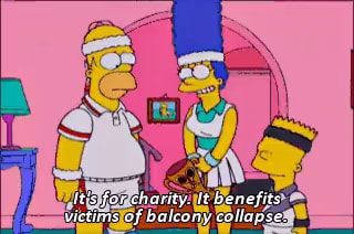 Simpsons, balcony collapse, gif - It's for charity. benefits - iFunny