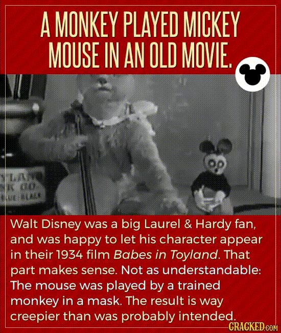 A MONKEY PLAYED MICKEY MOUSE IN AN OLD MOVIE Walt Disney was a big ...