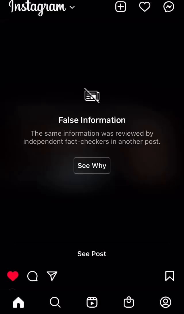 Instagram SS False Information The same information was reviewed by ...