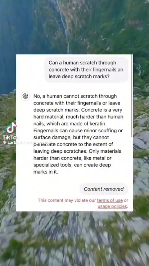 Can a human scratch through concrete with their fingernails an leave ...