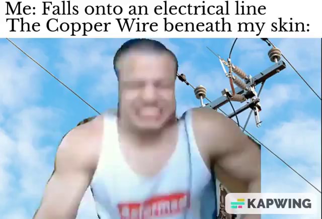 Me: Falls onto an electrical line The Copper Wire beneath my skin ...