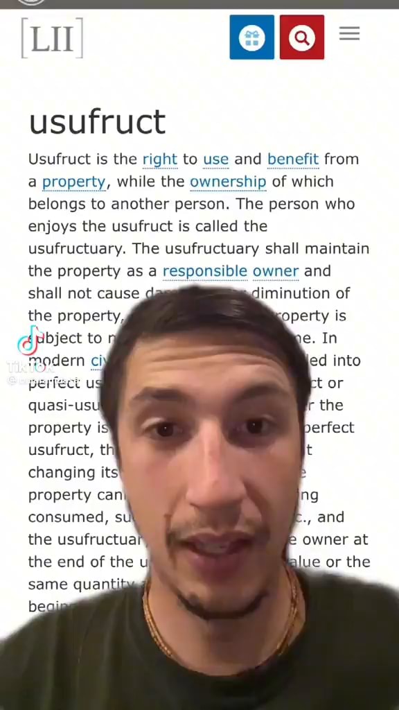 LIl OG usufruct Usufruct is the right to use and benefit from property ...