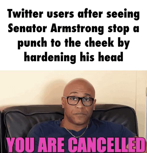Twitter users after seeing Senator Armstrong stop a punch to the cheek ...