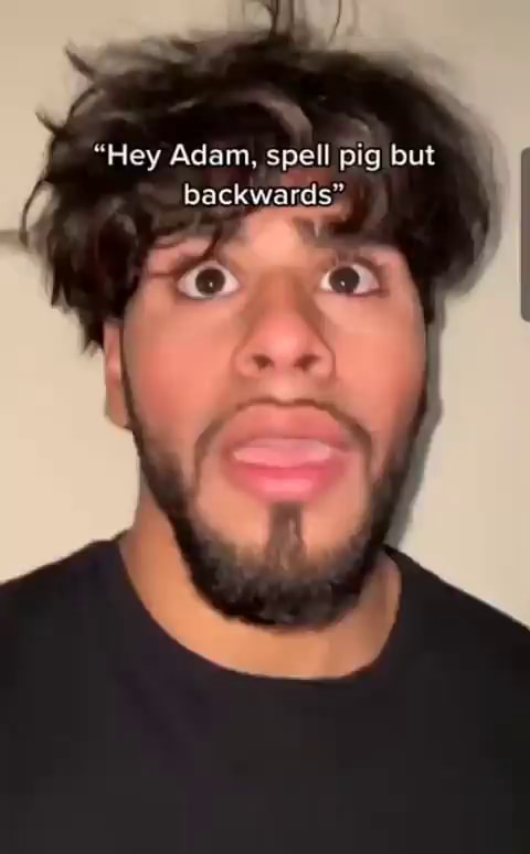 "Hey Adam, spell pig but backwards" - iFunny