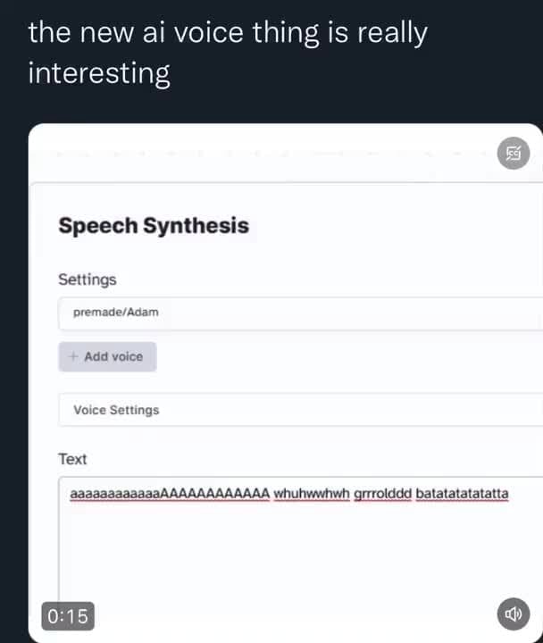 The new ai voice thing is really interesting Speech Synthesis Settings ...