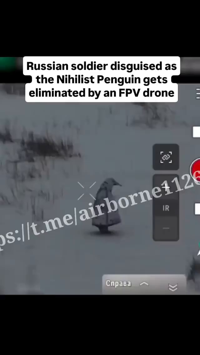 Russian soldier disguised as the Nihilist Penguin gets eliminated by an ...