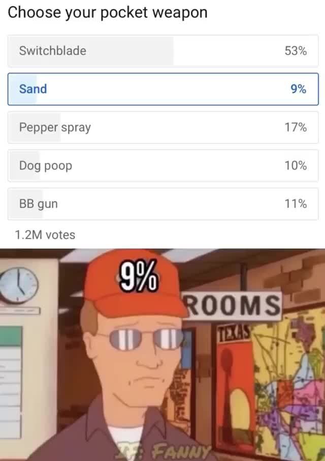 Choose your pocket weapon Switchblade Sand Pepper spray Dog poop BB gun ...