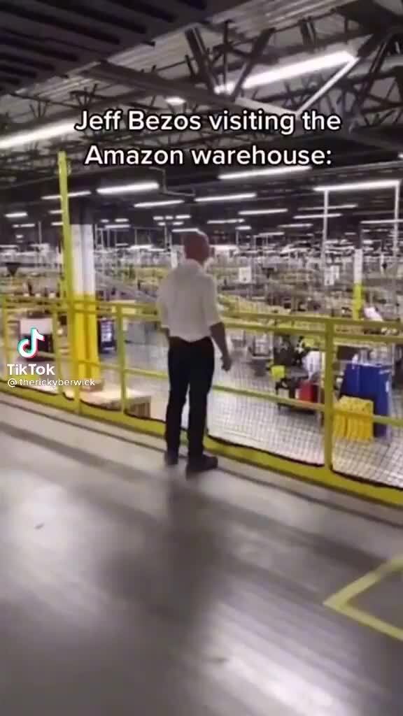 Bezos visiting the Amazon warehouse: cf - iFunny