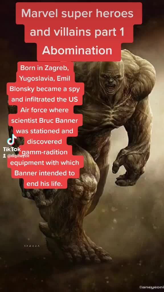 Marvel super heroes and villains part 1 Abomination Born in Zagreb ...
