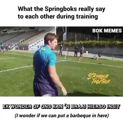 What the Springboks really say BOK MEMES to each other during training ...