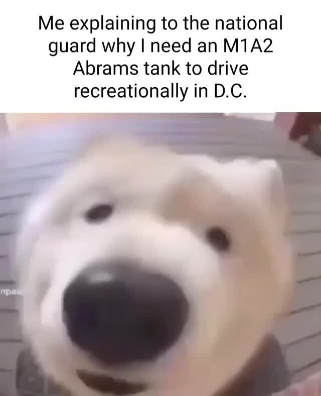 Me explaining to the national guard why need an M1A2 Abrams tank to ...