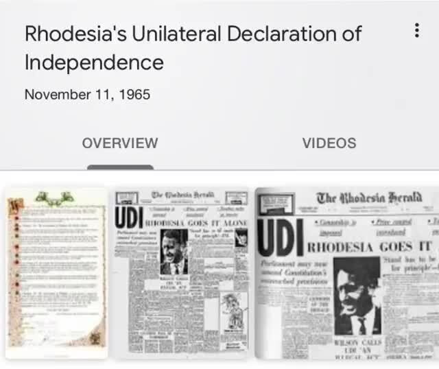 Rhodesia's Unilateral Declaration of Independence November 11, 1965 ...