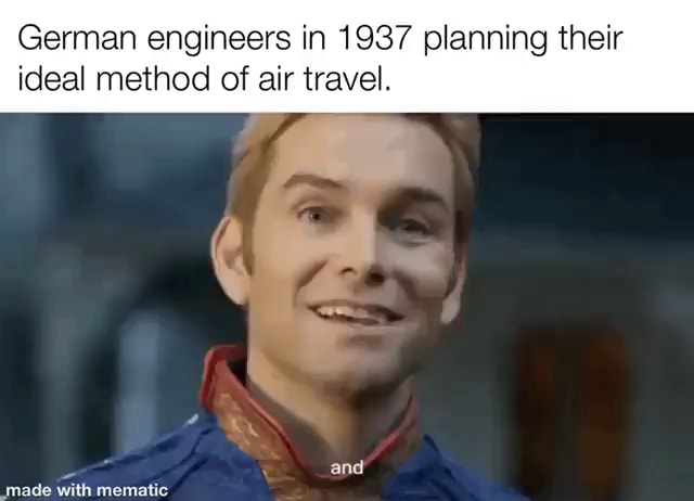 German engineers in 1937 planning their ideal method of air travel. and ...