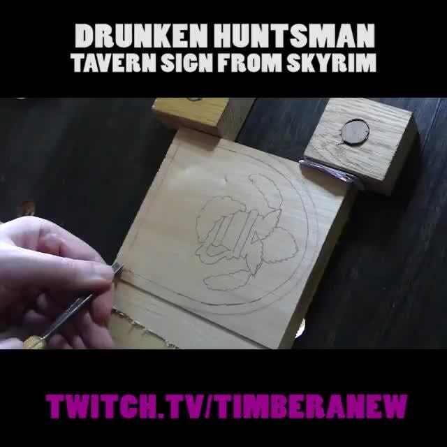 A tavern sign from Skyrim I carved on my stream recently where I do all ...