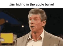Jim hiding in the apple barrel - iFunny