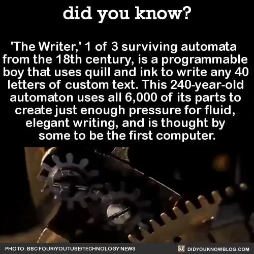 18th Century Computer - did you know? 'The Writer,' 1 of 3 surviving ...