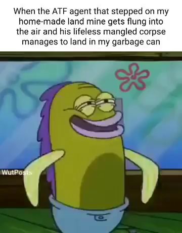 When the ATF agent that stepped on my home-made land mine gets flung ...