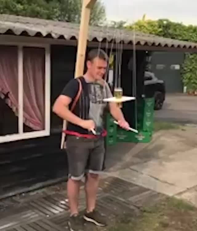This beer balancing game looks a hilarious challenge! 😂🍺 ViralHog - iFunny