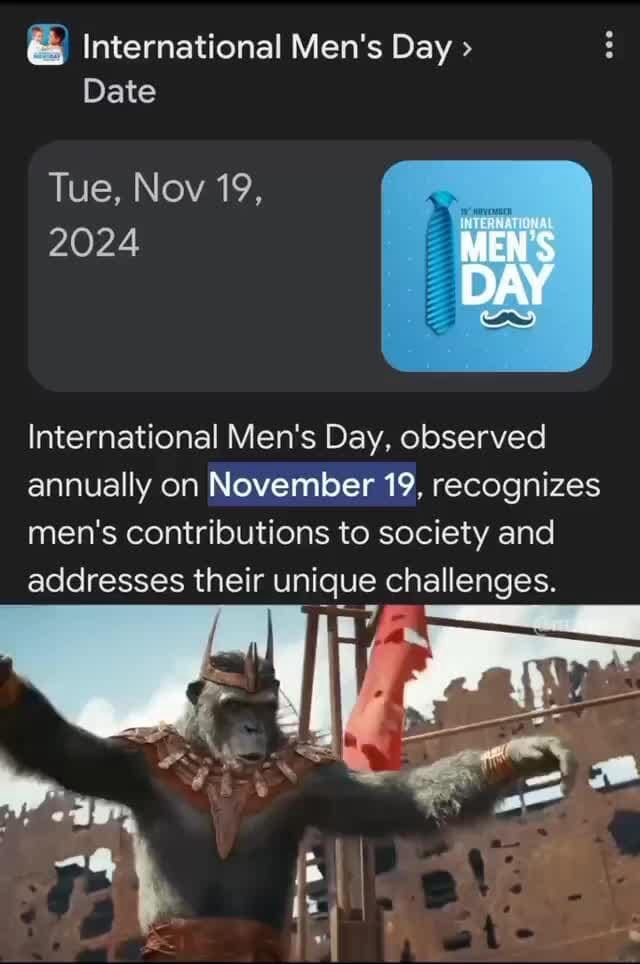 & International Men's Day Date Tue, Nov 19, 2024 International Men's ...