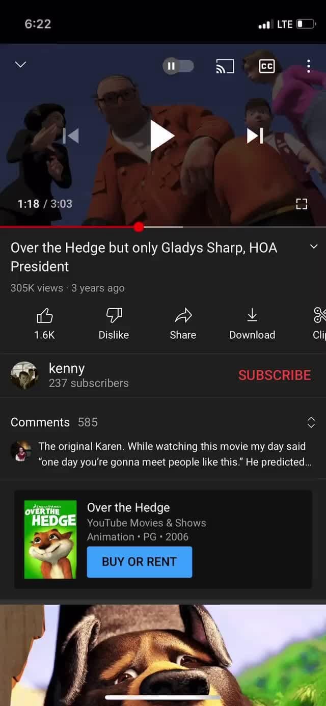 Ot LYE Id DI Over the Hedge but only Gladys Sharp, HOA President 305K ...