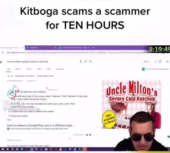 Kitboga scams a scammer for TEN HOURS uncle Milton:, Savory Cold ...