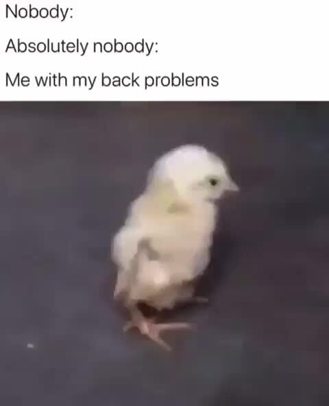 Nobody: Absolutely nobody: Me with my back problems - iFunny