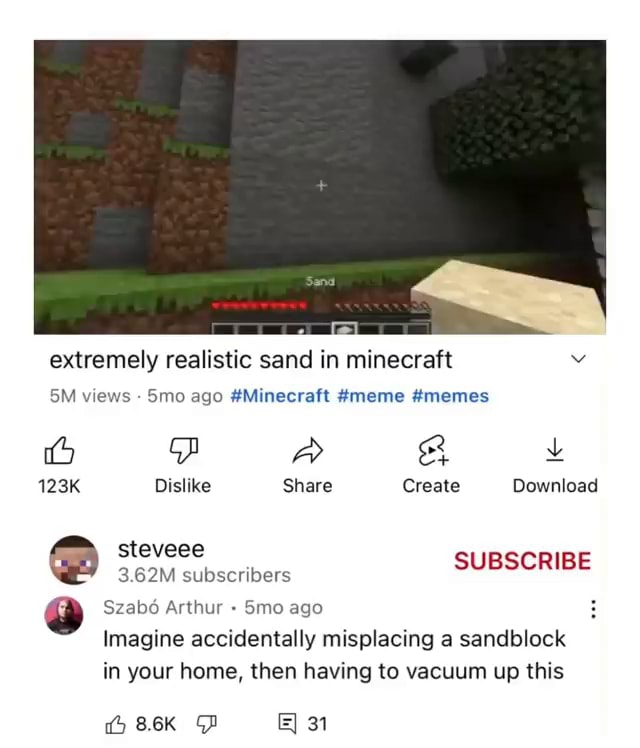 Extremely realistic sand in minecraft views ago #Minecraft #meme #memes ...