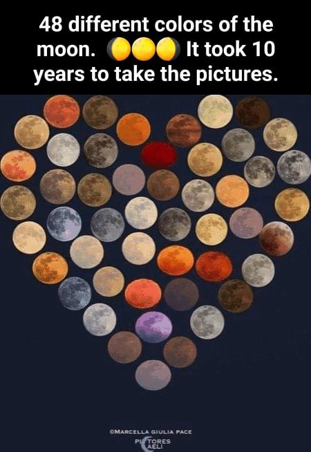 48 different colors of the moon. It took 10 years to take the pictures ...